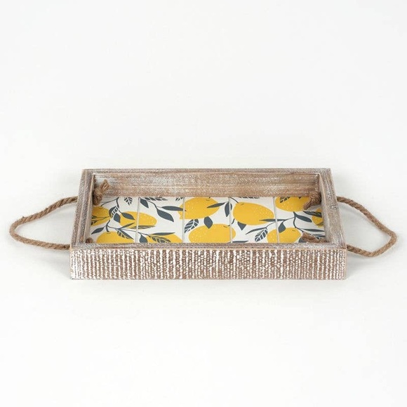 Accents | Nwt Lemon Theme Wood Ship Lap Tray | Poshmark